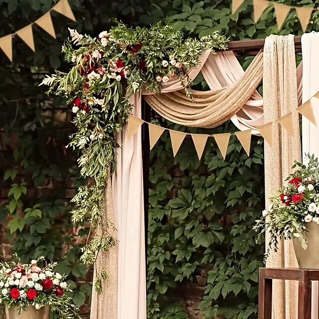 48Pcs/set Triangular Burlap Banners, Burlap Triangle Flag Banners ...