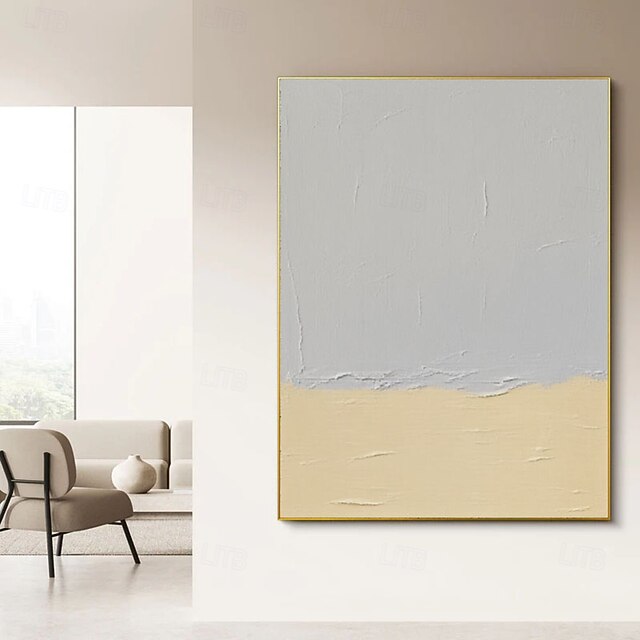 Handmade Extra Large Grey Yellow Wall Art Abstract Gray Painting on ...