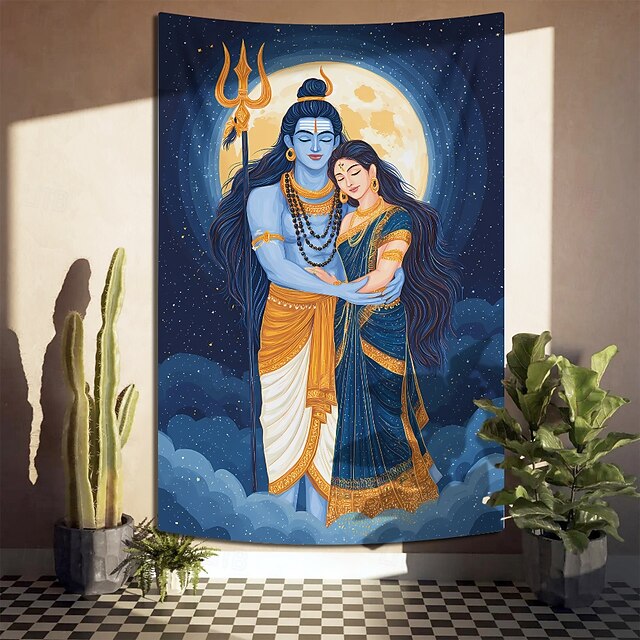 Shiva Parvati Divine Love Wall Tapestry Lord Shiva Goddess Parvati ...