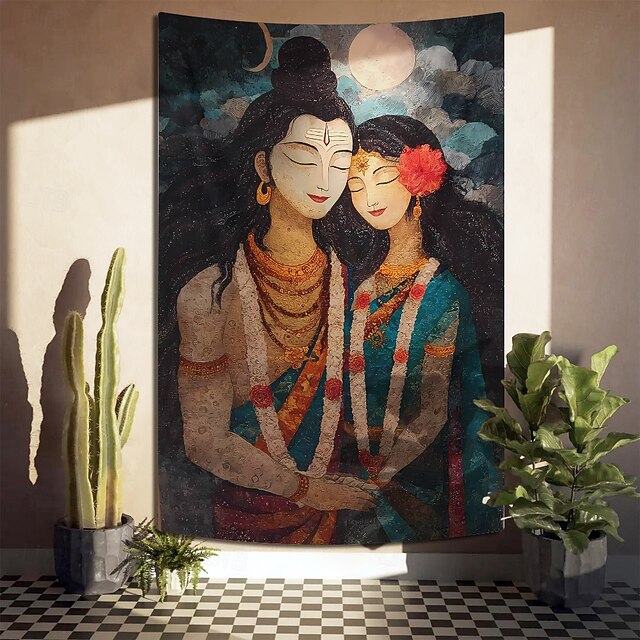 Shiva Parvati Divine Love Wall Tapestry Lord Shiva Goddess Parvati ...