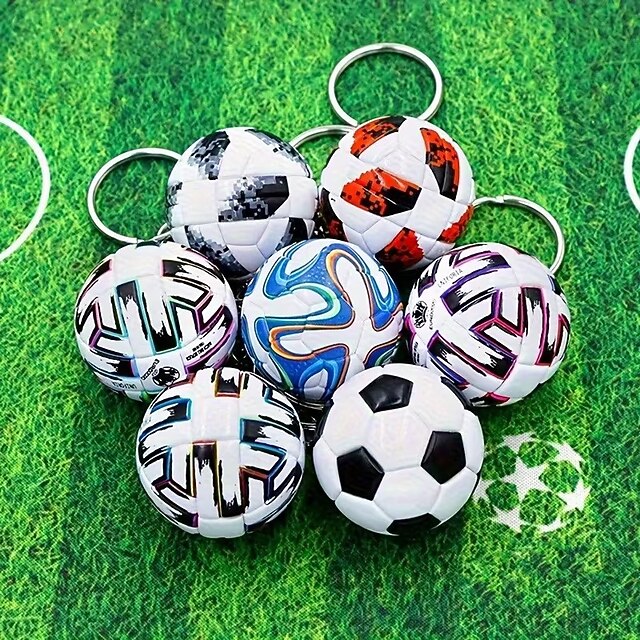 7 Pcs Soccer Ball Keychain Set, 3D Mini Football Keyrings for Kids Boys ...