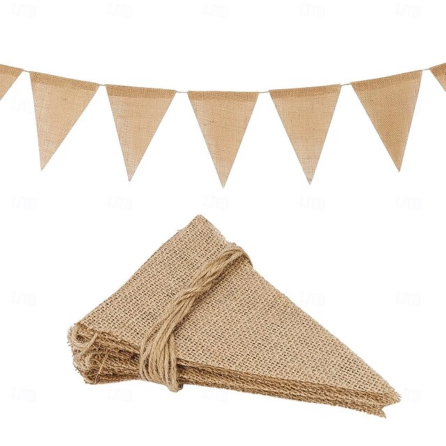 48Pcs/set Triangular Burlap Banners, Burlap Triangle Flag Banners ...
