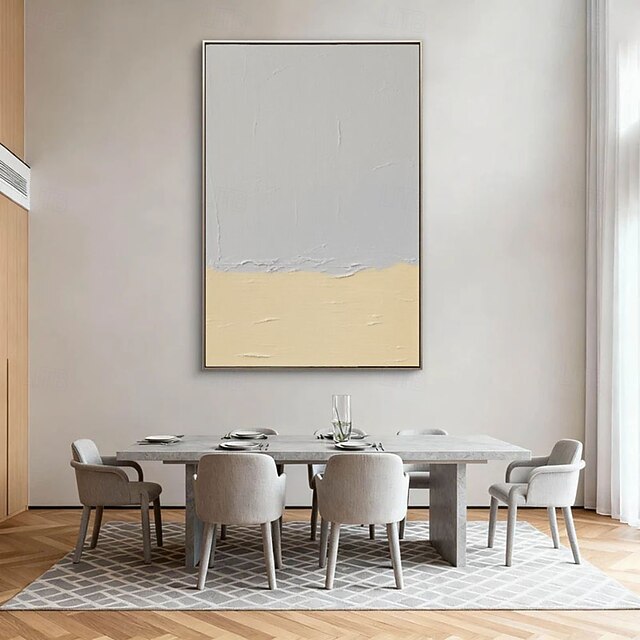 Handmade Extra Large Grey Yellow Wall Art Abstract Gray Painting on ...