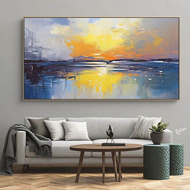 Large oil painting handmade Modern Seascape Art Dawn Oversize Panoramic ...