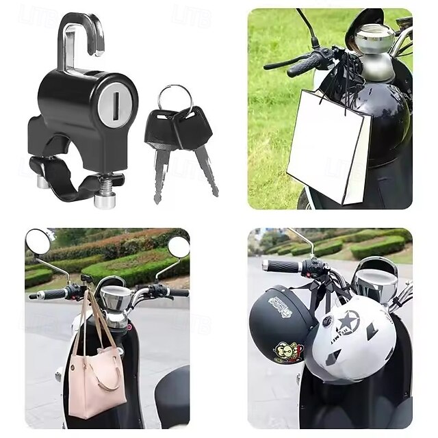 2 Pack Motorcycle Helmet Lock, Universal Anti-Theft Handlebar Mount ...