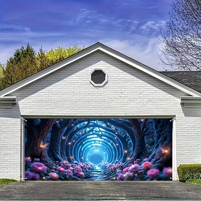 Garage Door Cover Large Hanging Backdrop Forest Vintage 3D Fantasy ...
