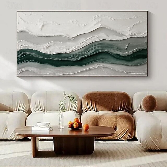 Large oil painting handmade Green And Beige Mountain Painting On Canvas ...