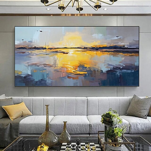Large oil painting handmade Modern Seascape Art Dawn Oversize Panoramic ...