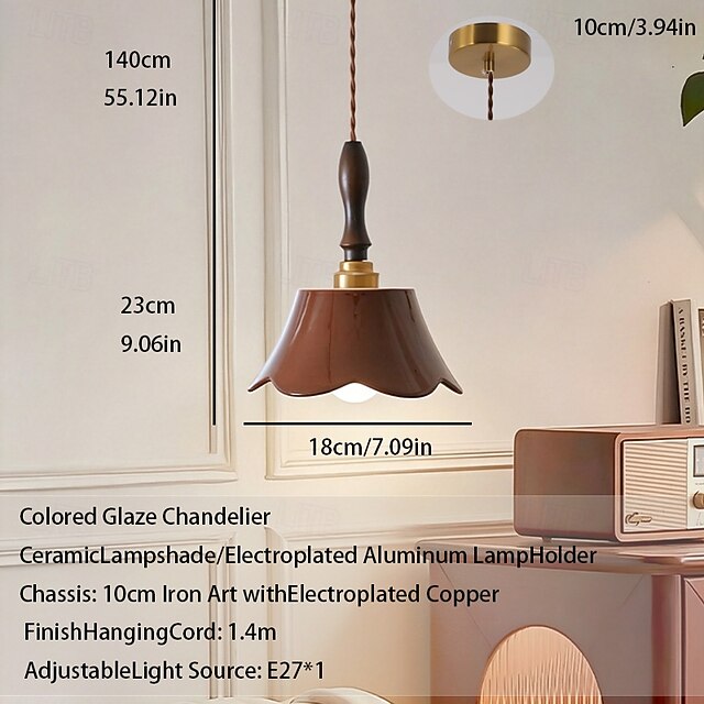 Luxury Ceramic Lampshade Pendant Lamp E27 1- Lamp Art Brass Decoration ...