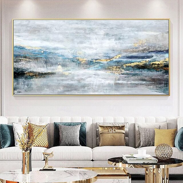 Mintura Handmade Abstract Golden Landscape Oil Paintings On Canvas Wall ...