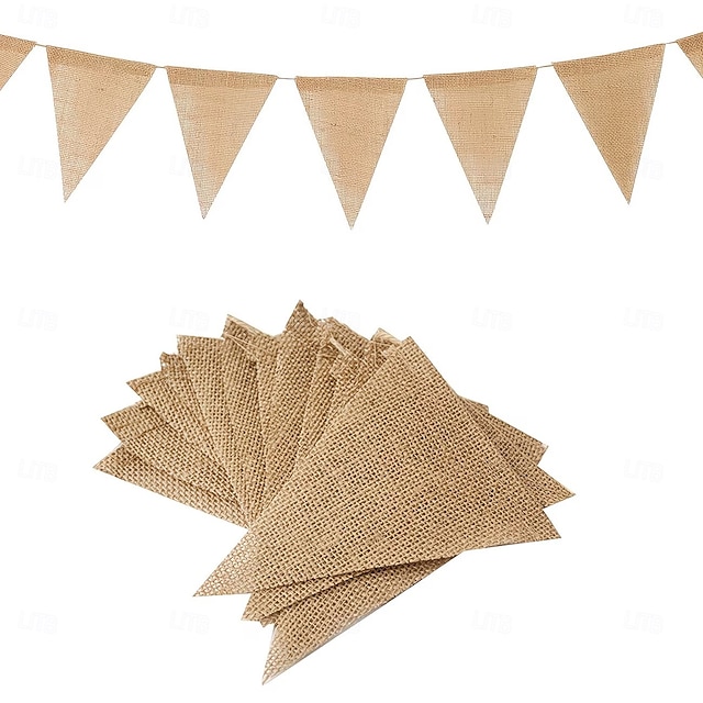 48Pcs/set Triangular Burlap Banners, Burlap Triangle Flag Banners ...