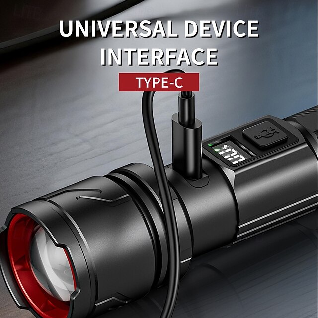 Rechargeable High Lumens Flashlight with Side Light, Aluminum Alloy ...