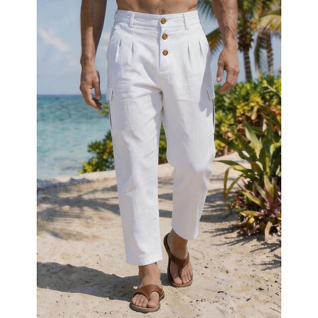 Homme Pantalons en Lin Pantalons Pantalon d'été Pantalons de Plage ...