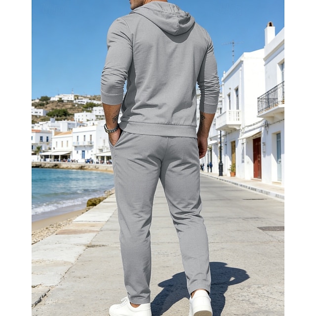 Men's Tracksuit Jogging Suit Workout Suits Drawstring with Pocket Solid ...