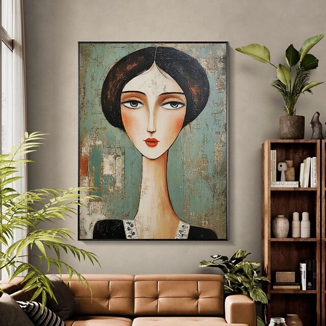 Handmade Oil Painting Hand Painted Vertical Abstract People Modern ...