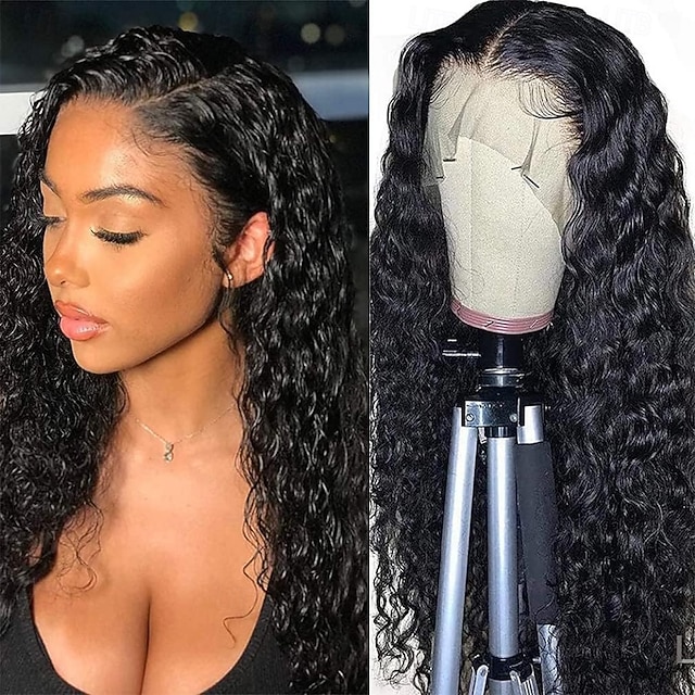 Human Hair 13x4 Lace Front Wig Free Part Brazilian Hair Curly Straight ...