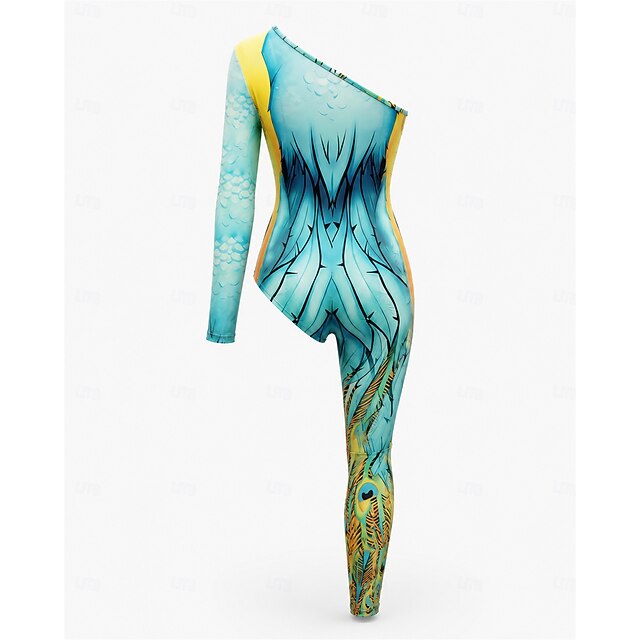 Cosplay Costume Bodysuit Peacock One Shoulder Asymmetric Design ...