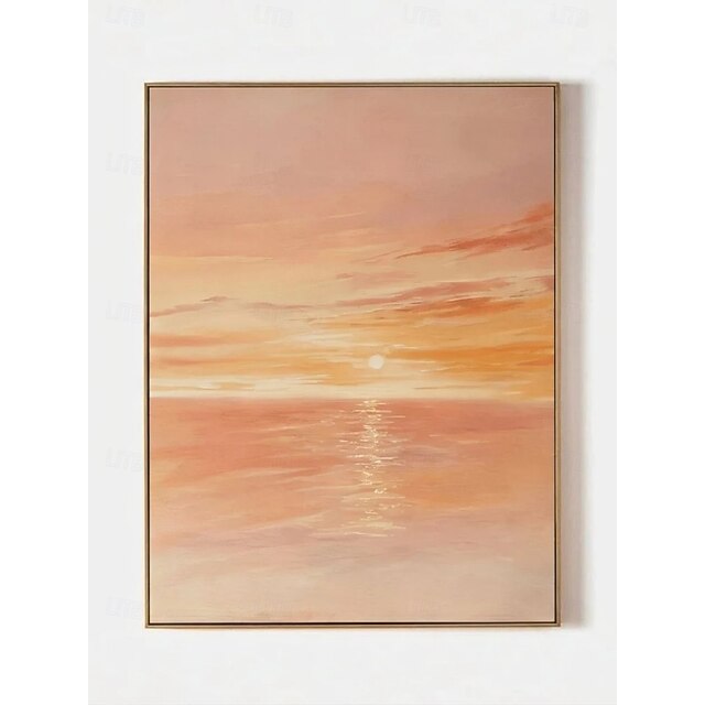 Handmade Oil Painting Canvas Wall Art Decoration Sunset Retro Simple ...