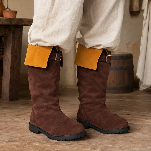 Retro Vintage Medieval Renaissance Boots Fancy Dress Men's Halloween ...