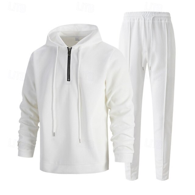 Men's Tracksuit Jogging Suit Workout Suits Drawstring with Pocket Solid ...