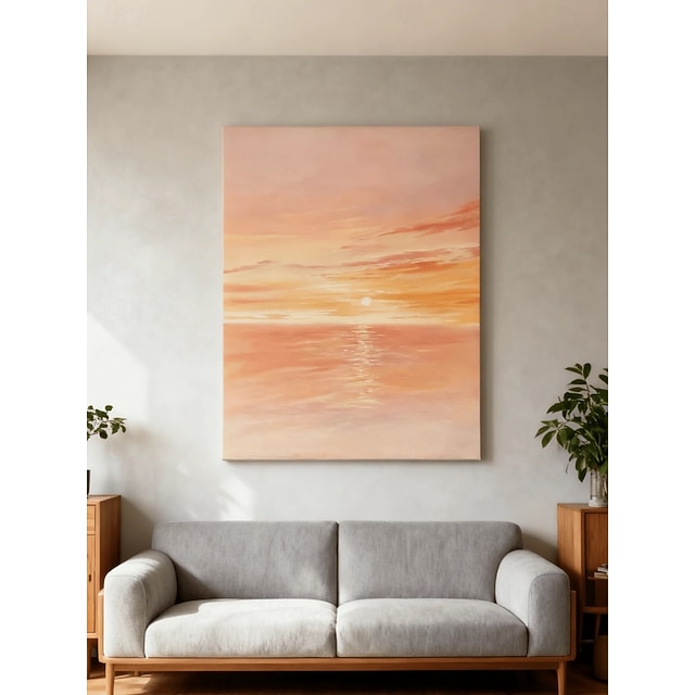 Handmade Oil Painting Canvas Wall Art Decoration Sunset Retro Simple ...