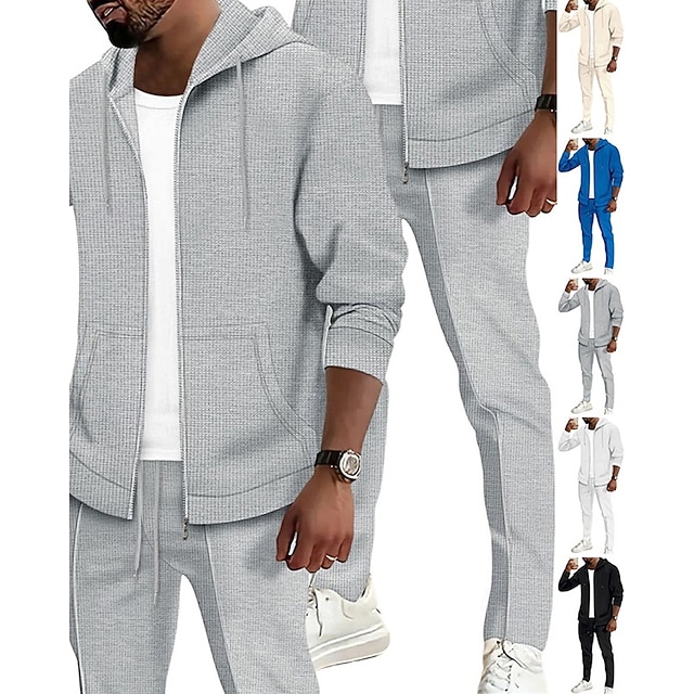 Men's Tracksuit Jogging Suit Workout Suits Drawstring with Pocket Solid ...