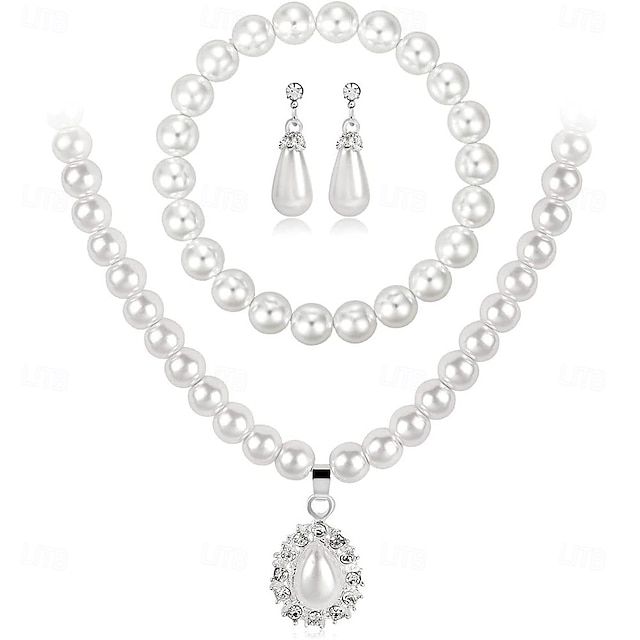 Jewelry Set Three-piece Suit Imitation Pearl 1 Necklace 1 Bracelet ...