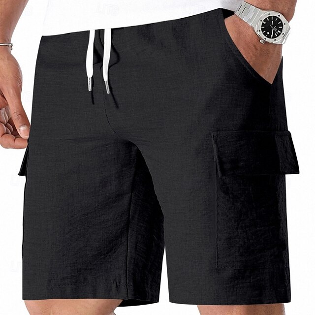 Men's Shorts Linen Shorts Summer Shorts Beach Shorts Drawstring Elastic ...