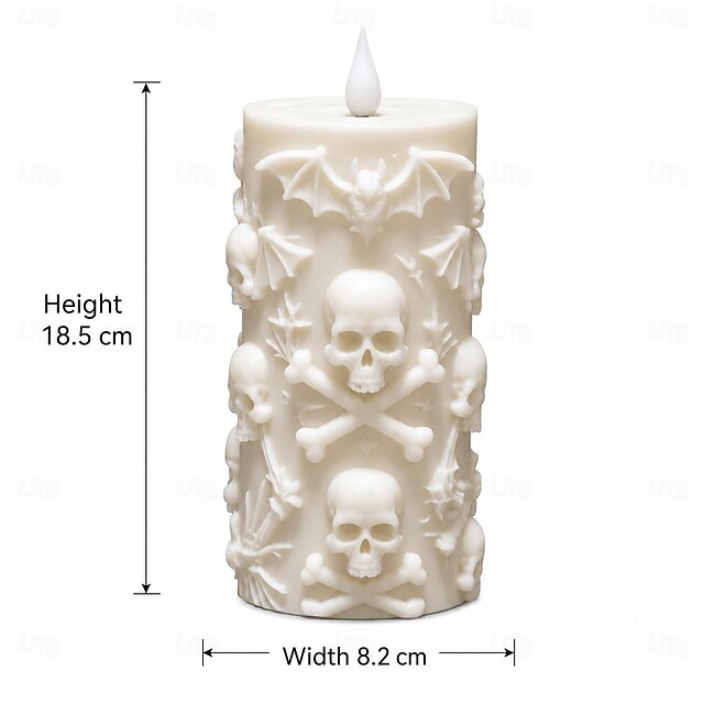2026 Halloween 2 Pcs Gothic Skull LED Candles, Flameless Flickering ...