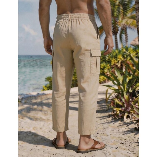 Homme Pantalons en Lin Pantalons Pantalon d'été Pantalons de Plage ...