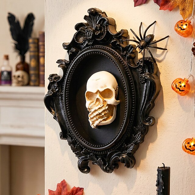 Halloween Skull Wall Decor Gothic Framed Skeleton Head Art Prints ...