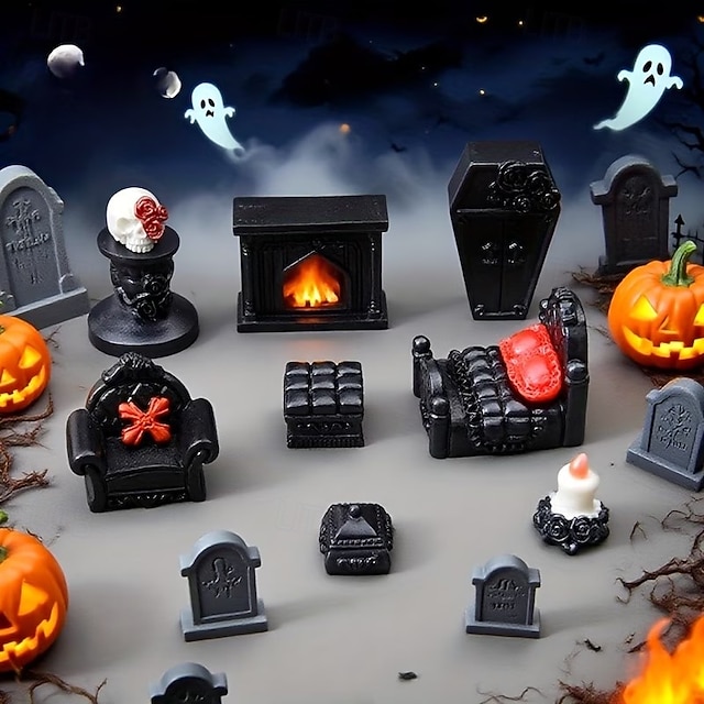 20PCS Halloween Mini Dark Horror Style Resin Furniture Decorations ...