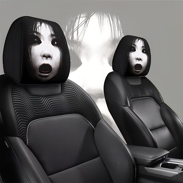 2/4PCS Horror Ghost Printed Car Seat Headrest Covers, Scary Ghost ...