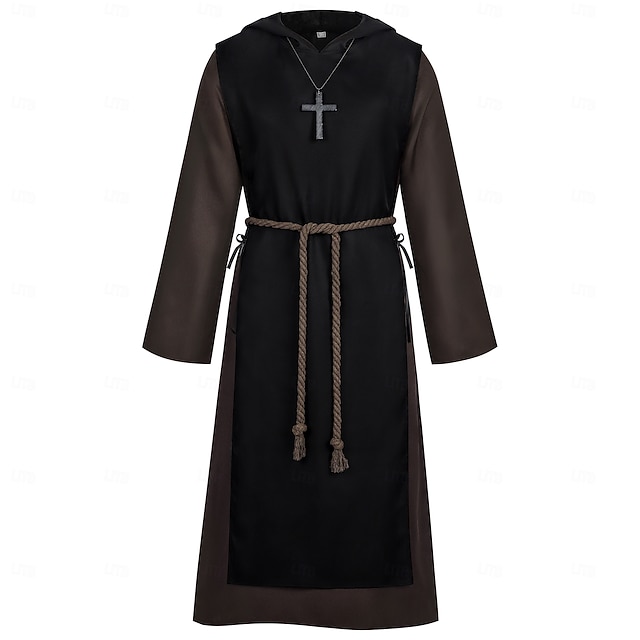Retro Vintage Medieval Renaissance Hoodies Robe Robe Long Sleeves Grim ...