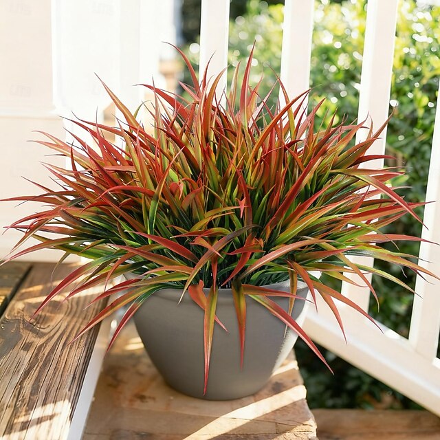 Lot de 12 plantes artificielles d'extérieur, gazon artificiel en ...