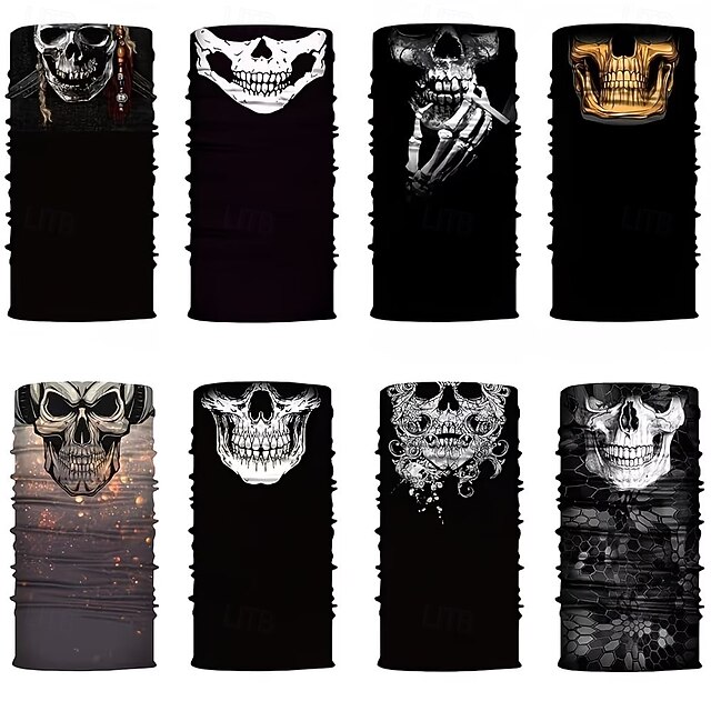 8 Pack Halloween Skull Face Neck Gaiter Balaclava Face Mask, Scary ...