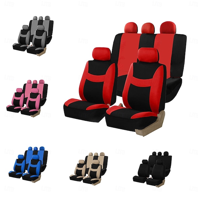 9PCS Universal Car Seat Covers Full Set, Breathable Polyester Mesh ...