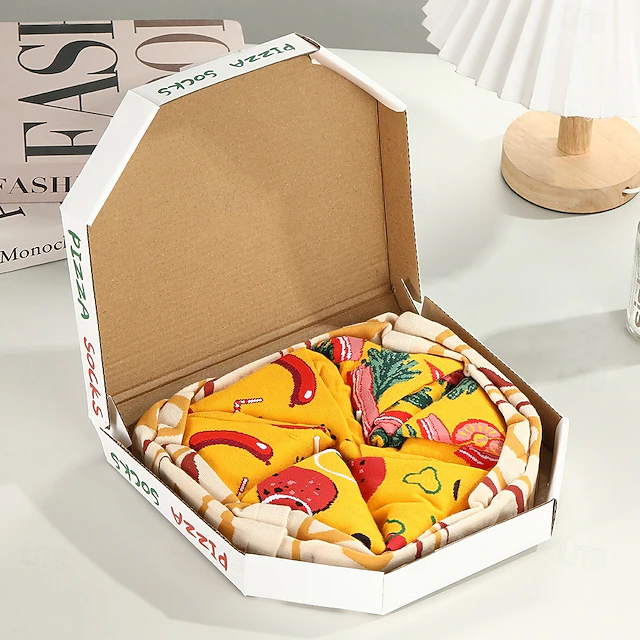 Funny Pizza Socks Gift Box for Men Women - 4 Pairs Novelty Mixed Pizza ...