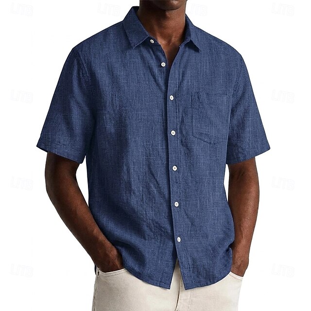Men Shirt Linen Shirt Summer Shirt Beach Wear Button Up Shirt Plain ...