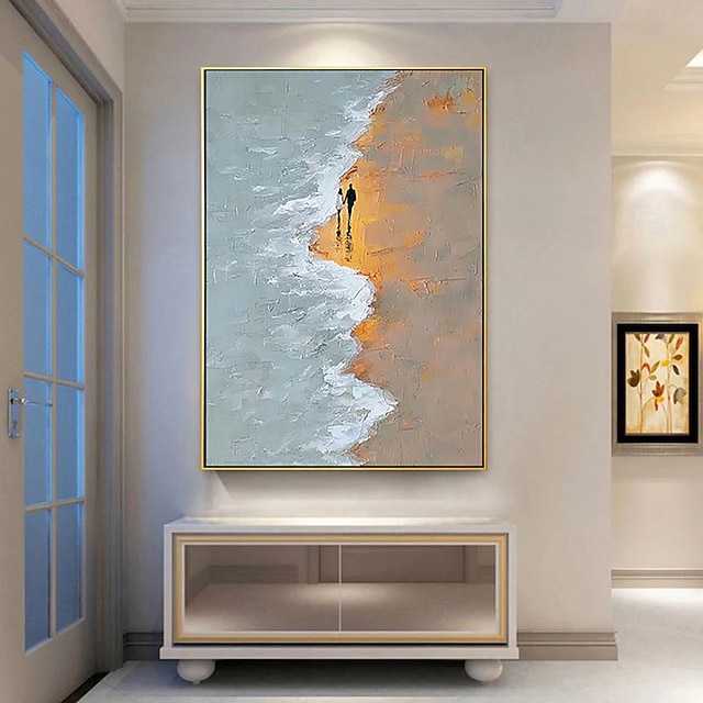 handmade Abstract Beach Coastline Oil Painting hand painted Beach ...
