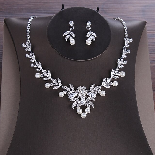 Jewelry Set Two-piece Suit Imitation Pearl 1 Necklace Earrings Women's ...