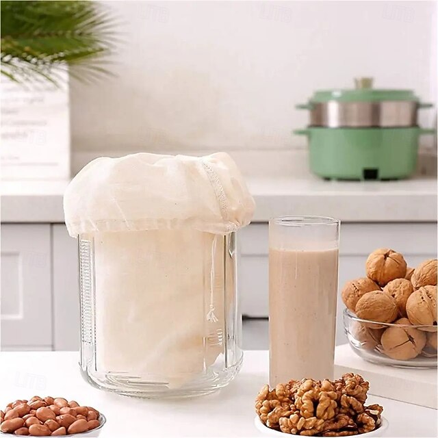 5PCS Reusable Cheesecloth Straining Bags, Fine Mesh Nut Milk Filter ...