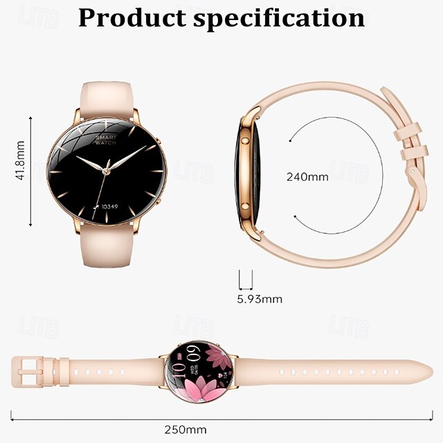 AMOLED Smartwatch for Women Men, HD Round Display with ΔE