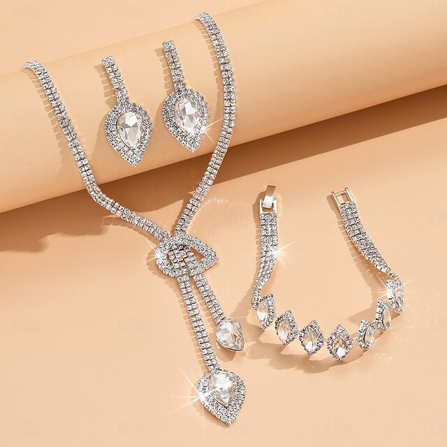 Jewelry Set Three-piece Suit Chrome 1 Necklace 1 Bracelet Earrings ...