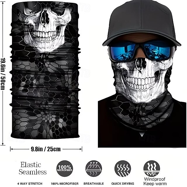 8 Pack Halloween Skull Face Neck Gaiter Balaclava Face Mask, Scary ...
