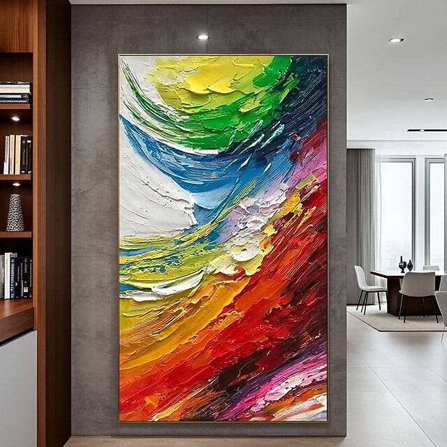 Blue Green and Red Abstract Wall Decoration Hand-Painted Abstract ...