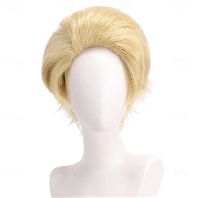 Men's Blonde Short Cosplay Wig – Slicked Back Businessman Style Anime ...