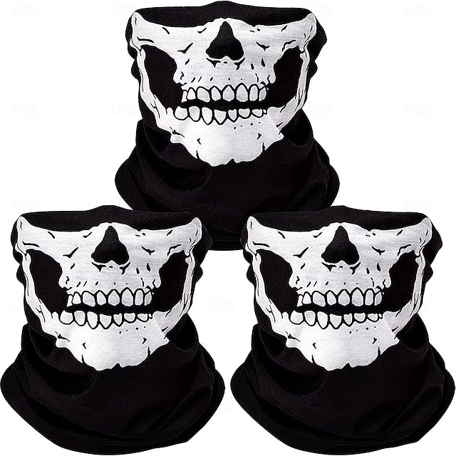 3 Pack Halloween Skull Face Neck Gaiter Balaclava Face Mask, Scary ...