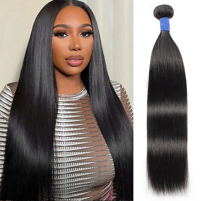Natural Color Human Hair Bundle Straight Human Hair Extensions 1 Bundle ...