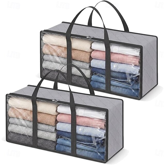 2Pcs Large Heavy-Duty Thick Plastic Clear Storage Bag for Clothes ...